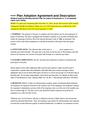 Sample Plan Adoption Agreement and Description Doc Template | pdfFiller