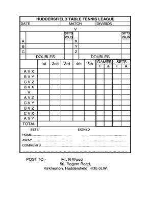 Table Tennis Score Sheet - Fill Online, Printable, Fillable, Blank | pdfFiller