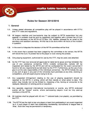 Fillable Online and ITTF rules and regulations Fax Email Print - pdfFiller