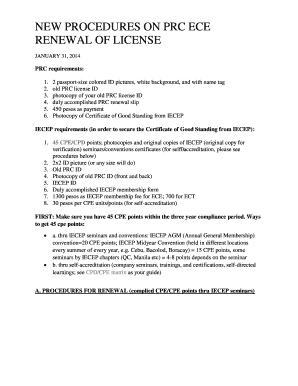 Fillable Online NEW PROCEDURES ON PRC ECE Fax Email Print - pdfFiller