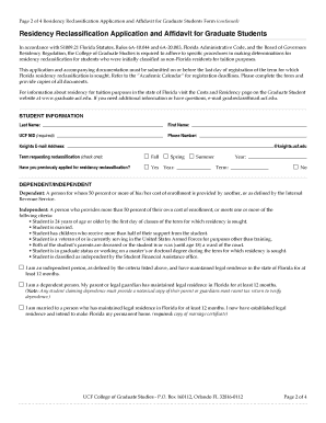 Fillable Online FLORIDA RESIDENCY DECLARATION FOR GRADUATE STUDENTS Fax ...