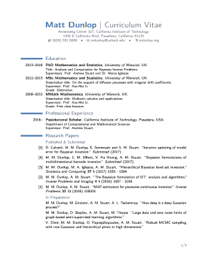 Fillable Online Matt Dunlop Curriculum Vitae Fax Email Print - pdfFiller
