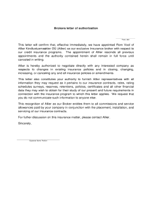Fillable Online Brokers letter of authorization Fax Email Print - pdfFiller