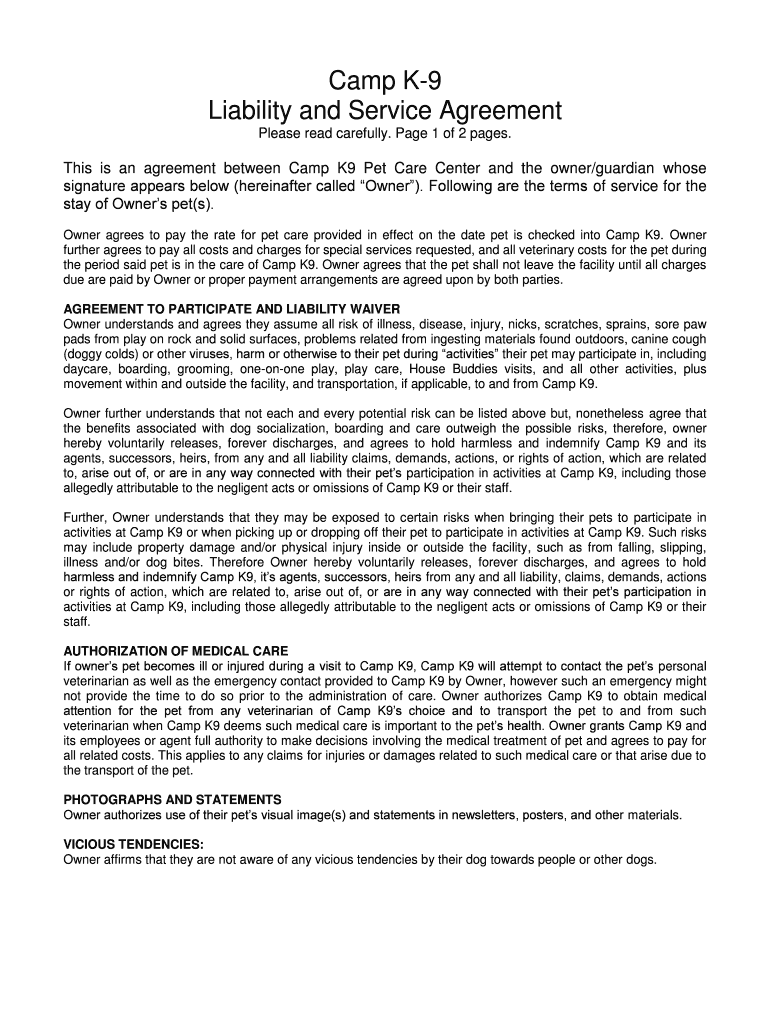 Fillable Online Camp K-9 Fax Email Print - pdfFiller