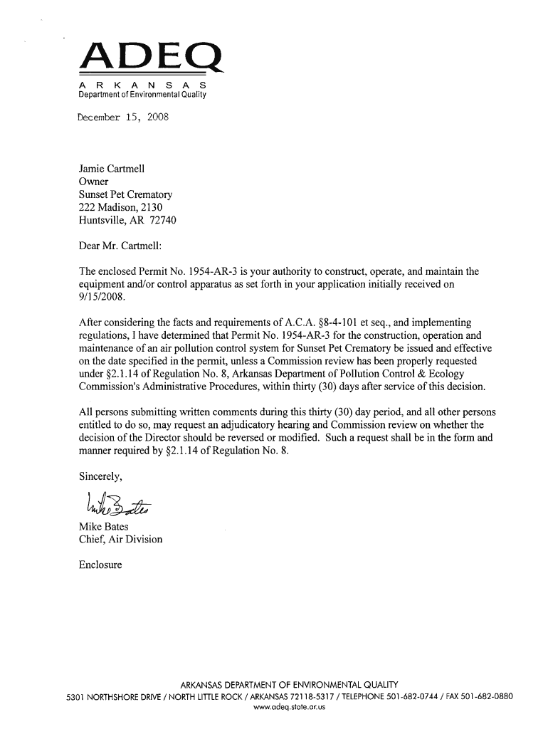 Fillable Online PDS ADEQ - Arkansas Department of Environmental Quality ...