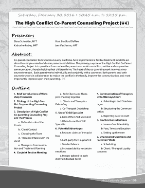 Fillable Online The High Conflict Co-Parent Counseling Project (W4) Fax ...