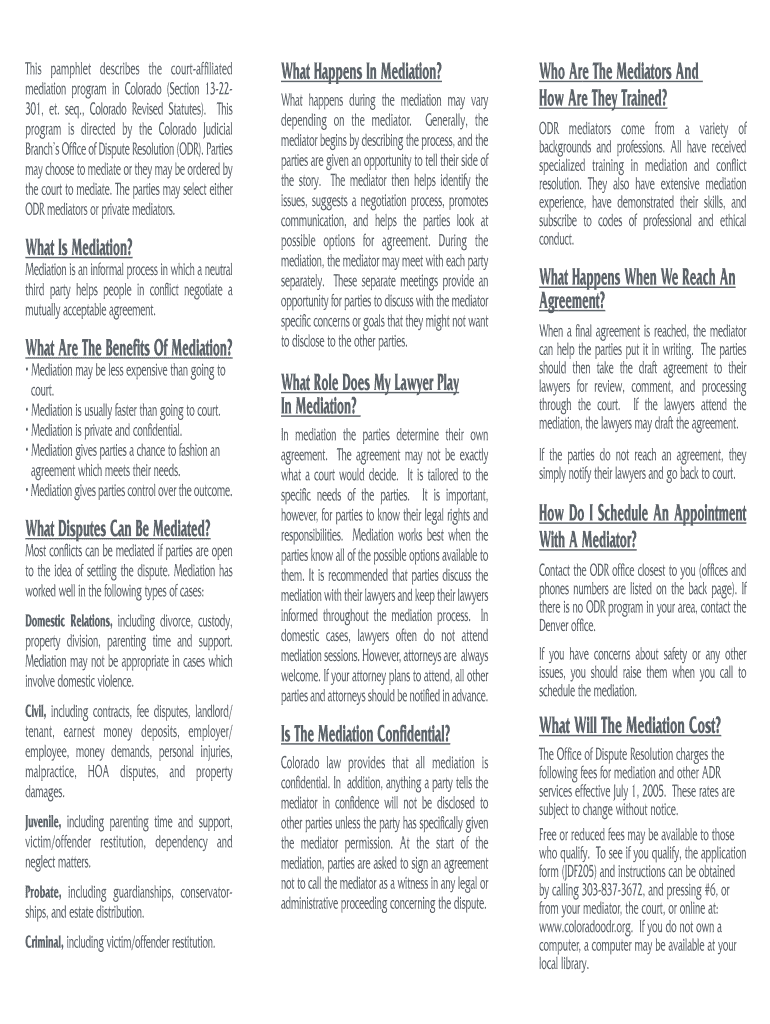 Fillable Online This pamphlet describes the court-affiliated Fax Email ...