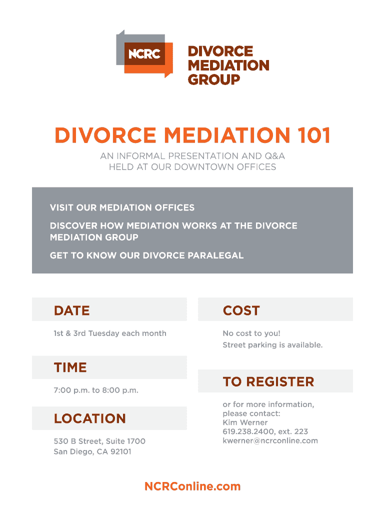 Fillable Online DIVORCE MEDIATION 101 Fax Email Print - pdfFiller