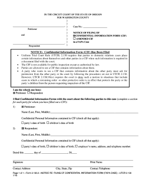 Fillable Online CONFIDENTIAL INFORMATION FORM (CIF) Fax Email Print ...