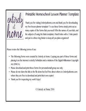 Fillable Online Printable Homeschool Lesson Planner Template Fax Email ...