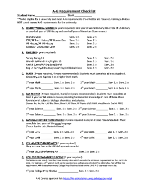 Fillable Online A-G Requirement Checklist Fax Email Print - pdfFiller
