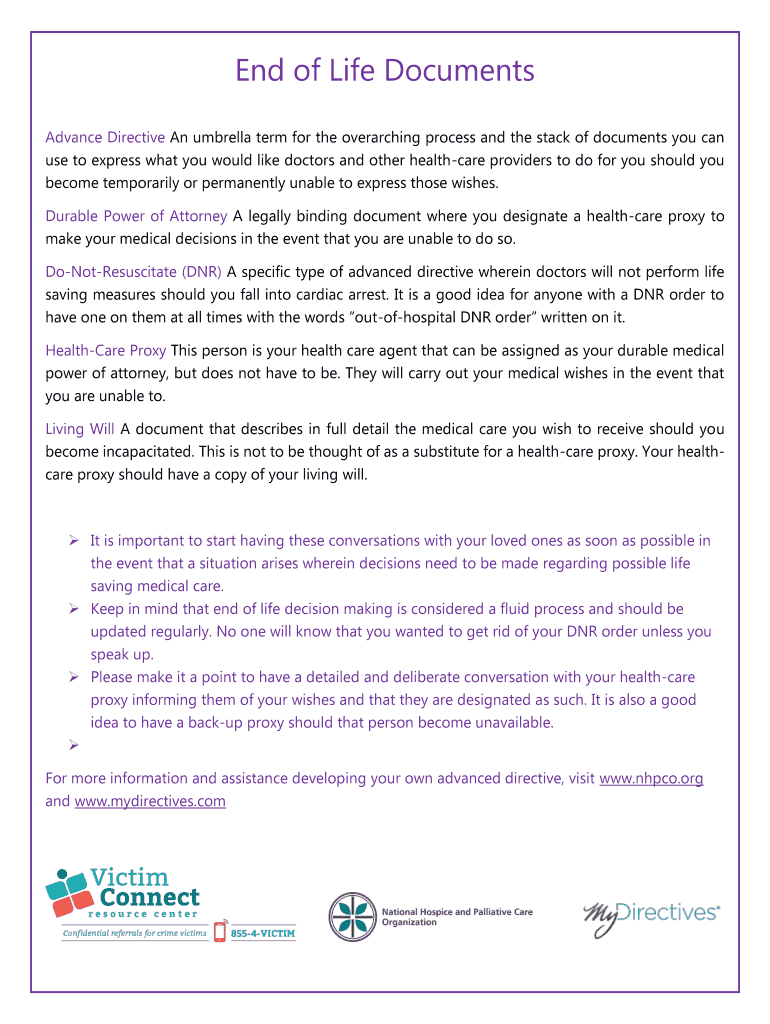 Fillable Online End of Life Documents Fax Email Print - pdfFiller