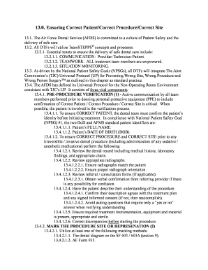 Fillable Online Ensuring Correct Patient/Correct Procedure/Correct Site ...