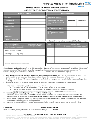 Fillable Online ANTICOAGULANT MANAGEMENT SERVICE Fax Email Print ...