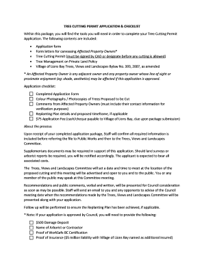 Fillable Online TREE CUTTING PERMIT APPLICATION & CHECKLIST Fax Email Print - pdfFiller