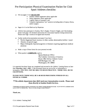 Pre-Participation Physical Examination Packet for Club Sport Athletes ...