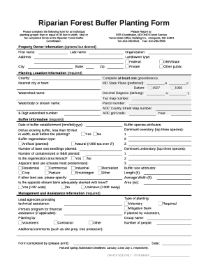 Riparian Forest Buffer Planting - dnr maryland Doc Template | pdfFiller