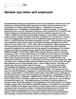 Fillable Online Sample cpa letter self employed Fax Email Print - pdfFiller
