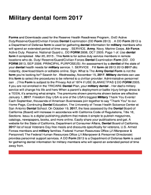 Fillable Online Military dental form 2017 Fax Email Print - pdfFiller