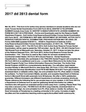 Fillable Online Forces Dental Examination Form (DD Form 2813) Fax Email ...