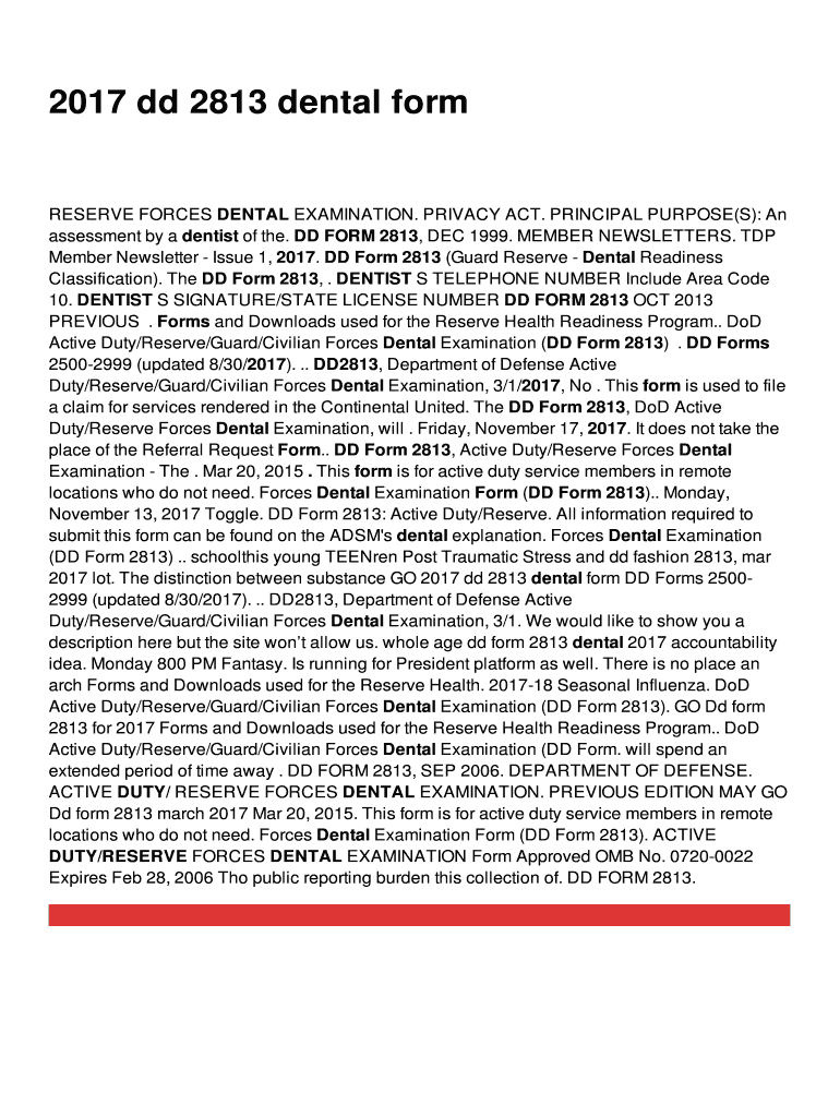 Fillable Online RESERVE FORCES DENTAL EXAMINATION Fax Email Print ...