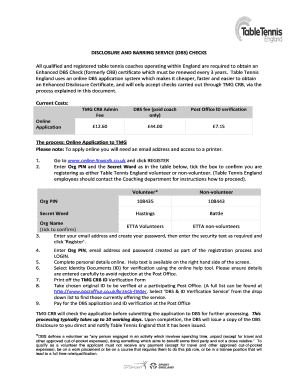 Fillable Online DISCLOSURE AND BARRING SERVICE (DBS) CHECKS Fax Email ...