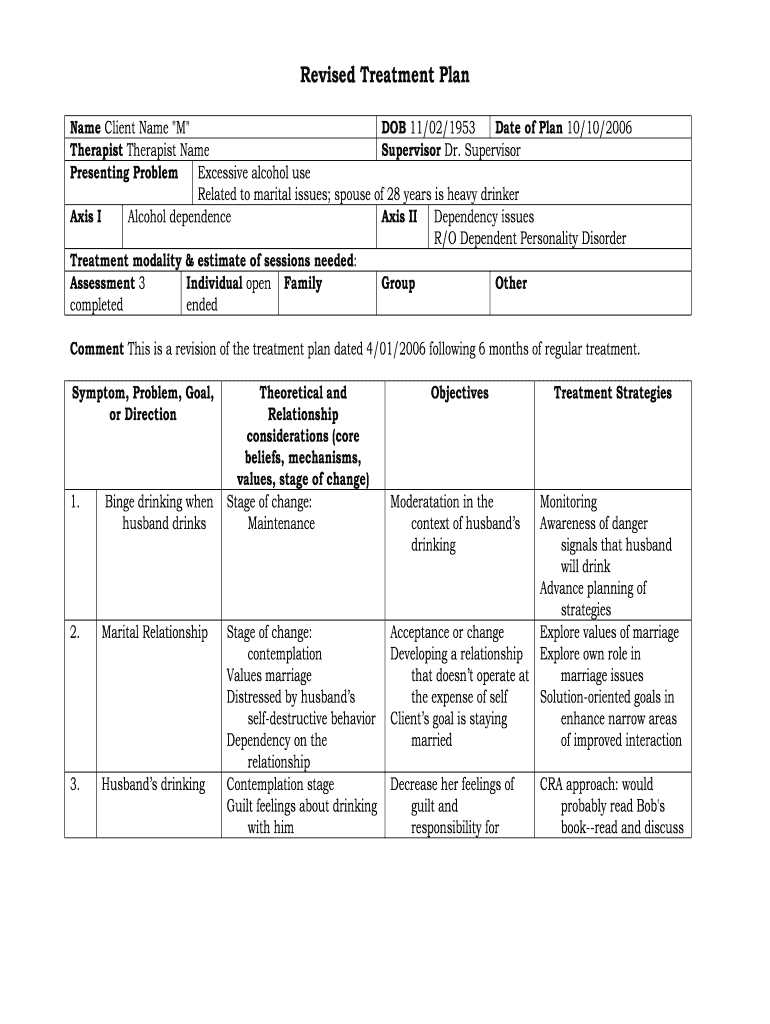 Fillable Online Revised Treatment Plan Fax Email Print - pdfFiller