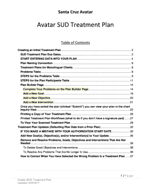 Fillable Online Avatar SUD Treatment Plan Fax Email Print - pdfFiller