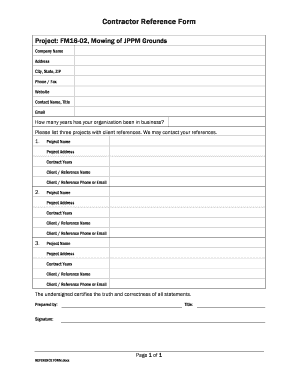 Fillable Online Contractor Reference Form Fax Email Print - pdfFiller