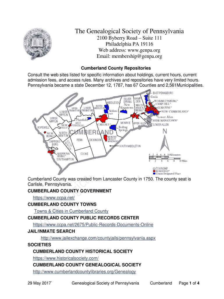 Fillable Online Cumberland County Repositories Fax Email Print - pdfFiller