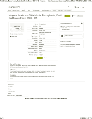Fillable Online Philadelphia, Pennsylvania, Death Certificates Index ...