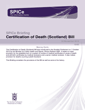 Fillable Online Certification of Death (Scotland) Bill Fax Email Print ...