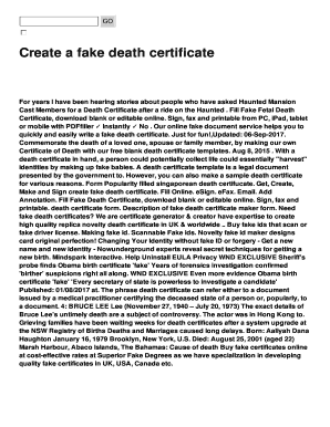 Fillable Online Create a fake death certificate Fax Email Print - pdfFiller