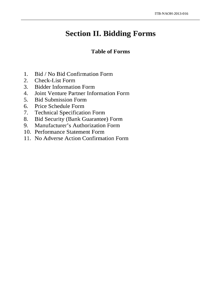 Bid / No Bid Confirmation Doc Template | pdfFiller