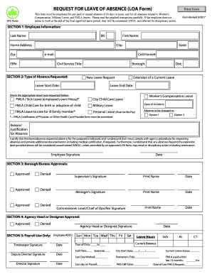 Fillable Online REQUEST FOR LEAVE OF ABSENCE (LOA Form) Fax Email Print ...