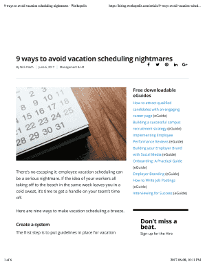 Fillable Online 9 ways to avoid vacation scheduling nightmares ...