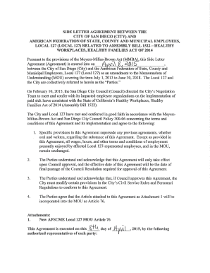 Fillable Online SIDE LETTER AGREEMENT BETWEEN THE Fax Email Print ...