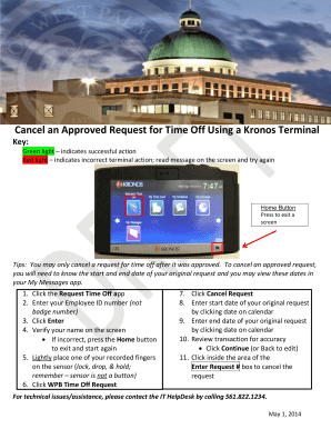 Fillable Online Cancel an Approved Request for Time Off Using a Kronos ...