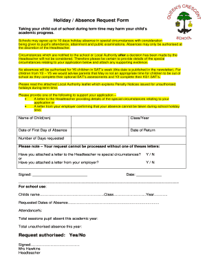 Fillable Online Holiday / Absence Request Form Fax Email Print - pdfFiller