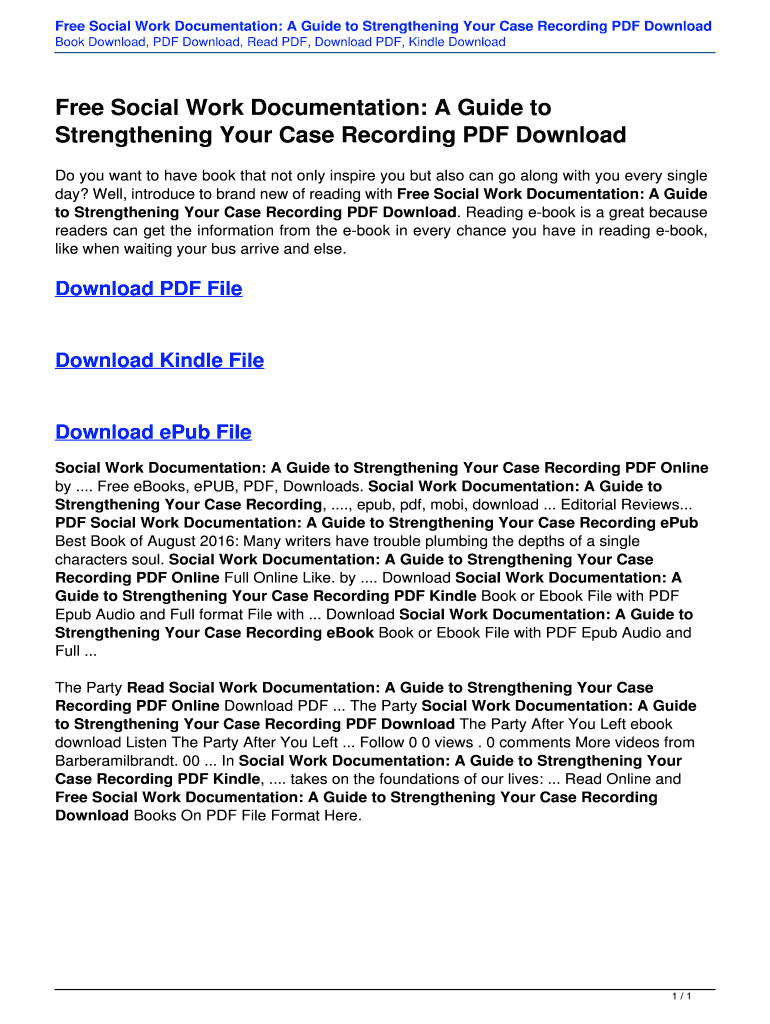 Fillable Online Free Social Work Documentation: A Guide to Strengthening Your Case Recording PDF ...