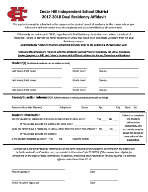 Fillable Online 2017-2018 Dual Residency Affidavit Fax Email Print ...