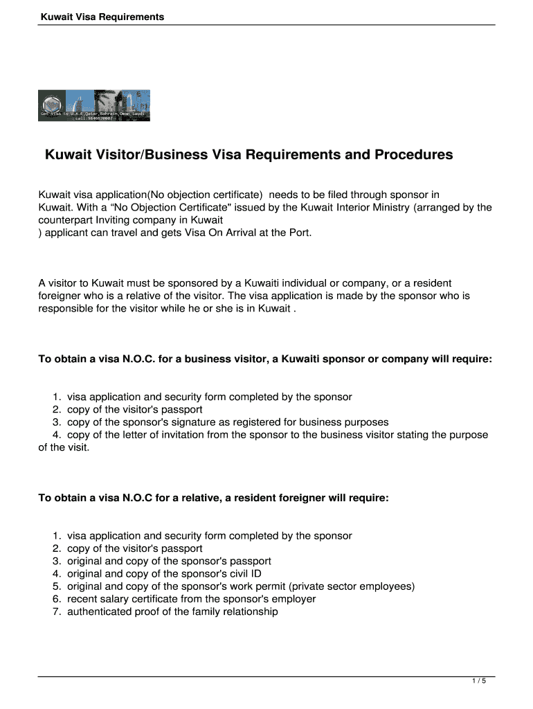 Fillable Online Kuwait Visa Requirements Fax Email Print - pdfFiller
