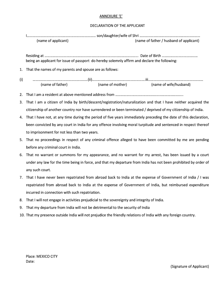Fillable Online DECLARATION OF THE APPLICANT Fax Email Print - pdfFiller