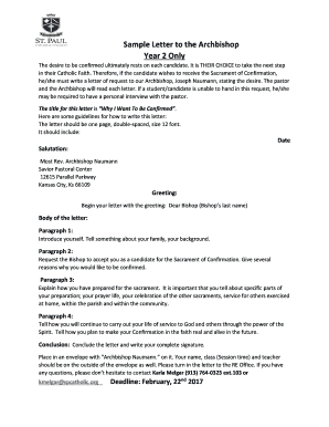 Fillable Online Sample Letter to the Archbishop Fax Email Print - pdfFiller