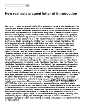 Fillable Online New real estate agent letter of introduction Fax Email ...