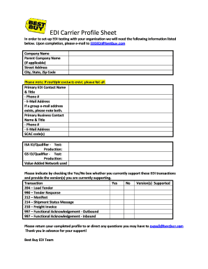 Fillable Online EDI Carrier Profile Sheet Fax Email Print - pdfFiller