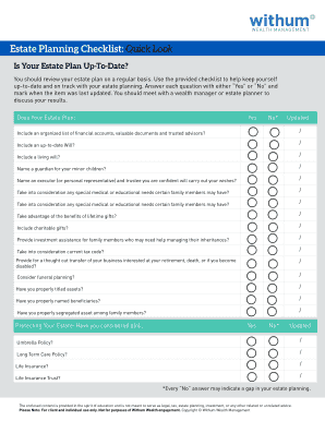 Fillable Online Estate Planning Checklist: Quick Look Fax Email Print ...