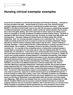 Fillable Online It is an honor to present our 2015 Nurse Exemplars and ...