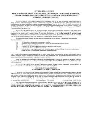 Fillable Online OFFICIAL LEGAL NOTICE: Fax Email Print - pdfFiller