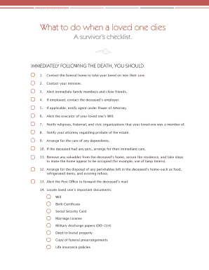Fillable Online A survivors checklist Fax Email Print - pdfFiller